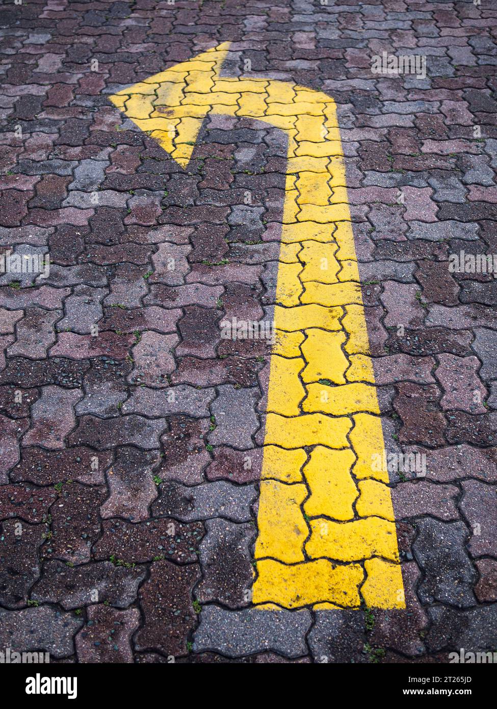 Mandatory direction arrow road marking, indicating turn left Stock ...