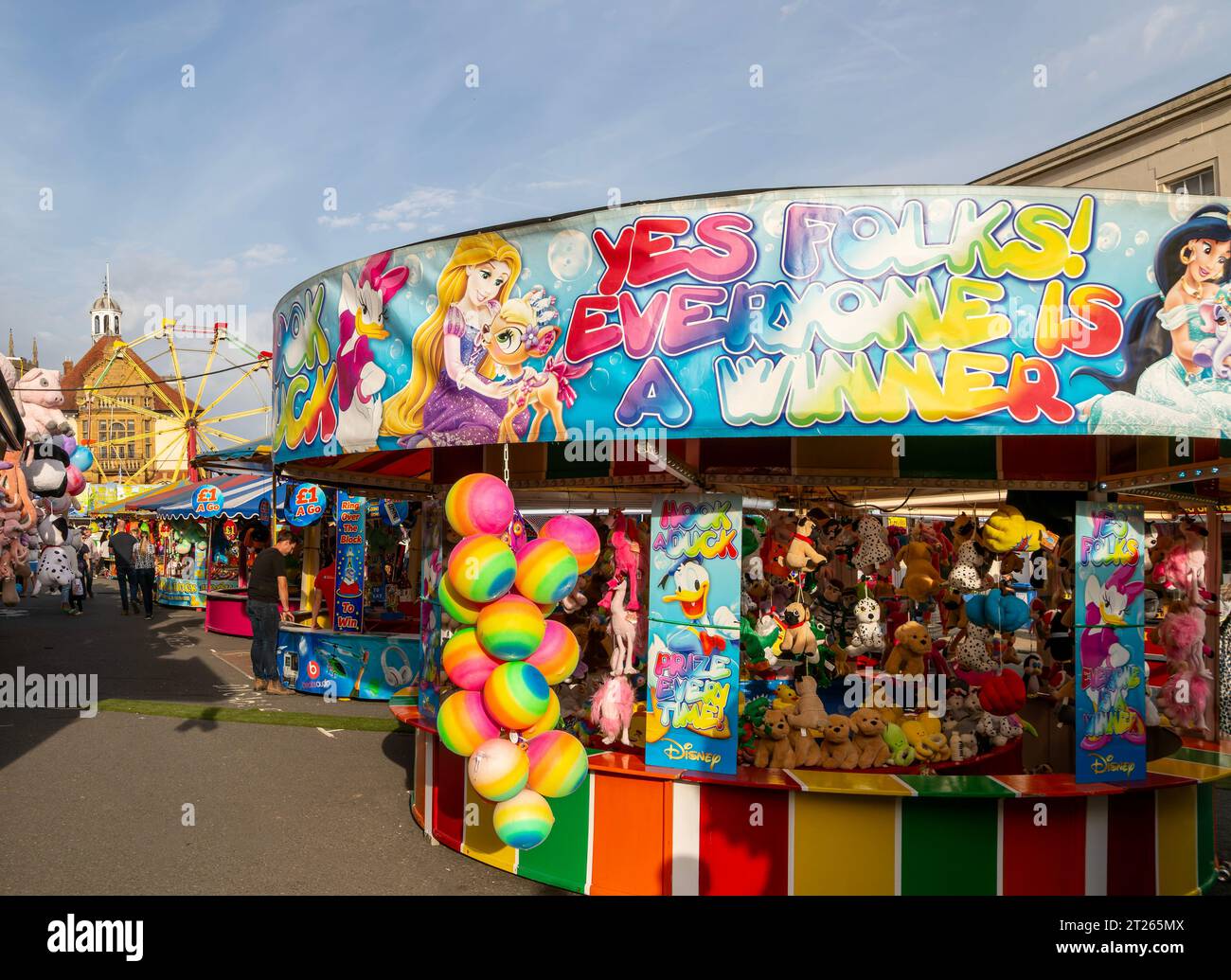 Mops fair fairground, High Street, Marlbrough, Wiltshire, England, UK ...