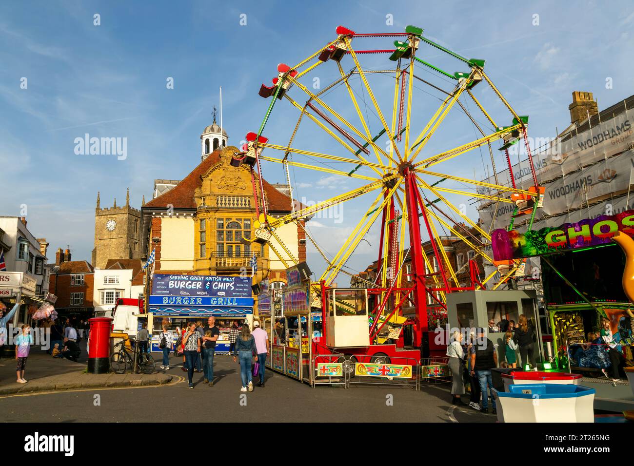 Mops fair fairground, High Street, Marlbrough, Wiltshire, England, UK ...