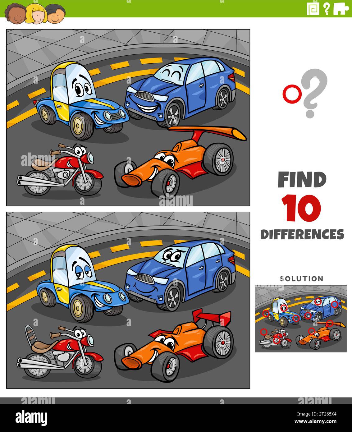 Cartoon illustration of finding the differences between pictures ...