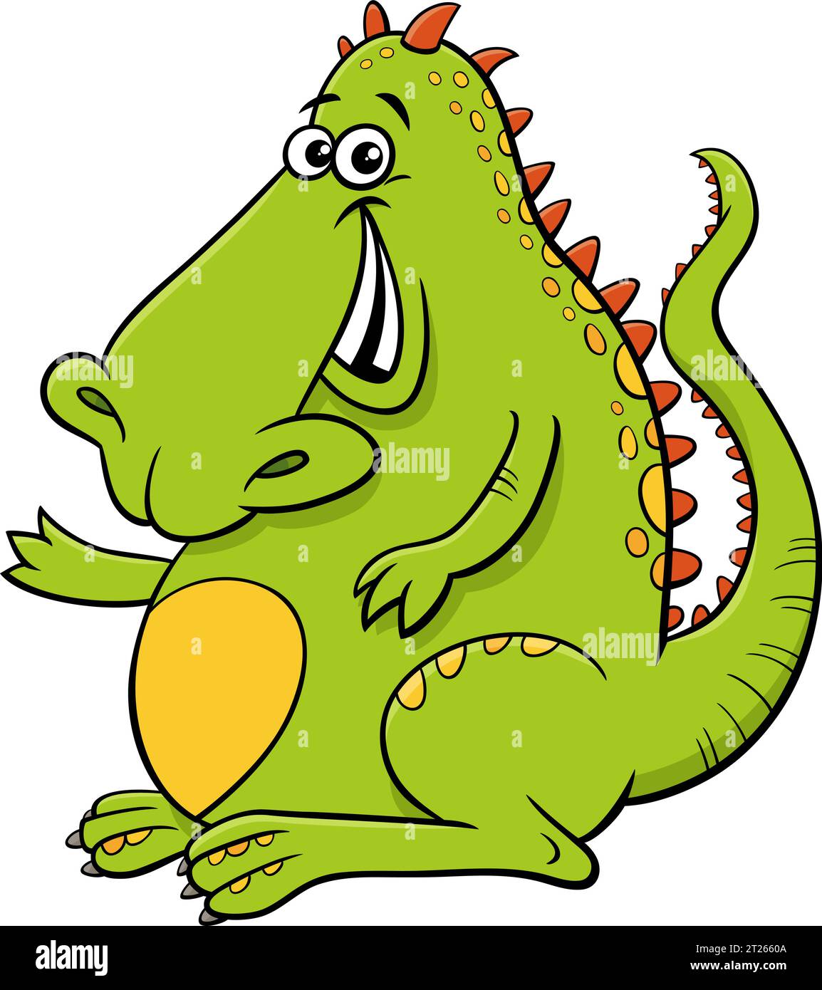 Cartoon humorous fantasy illustration of dragon comic animal character ...