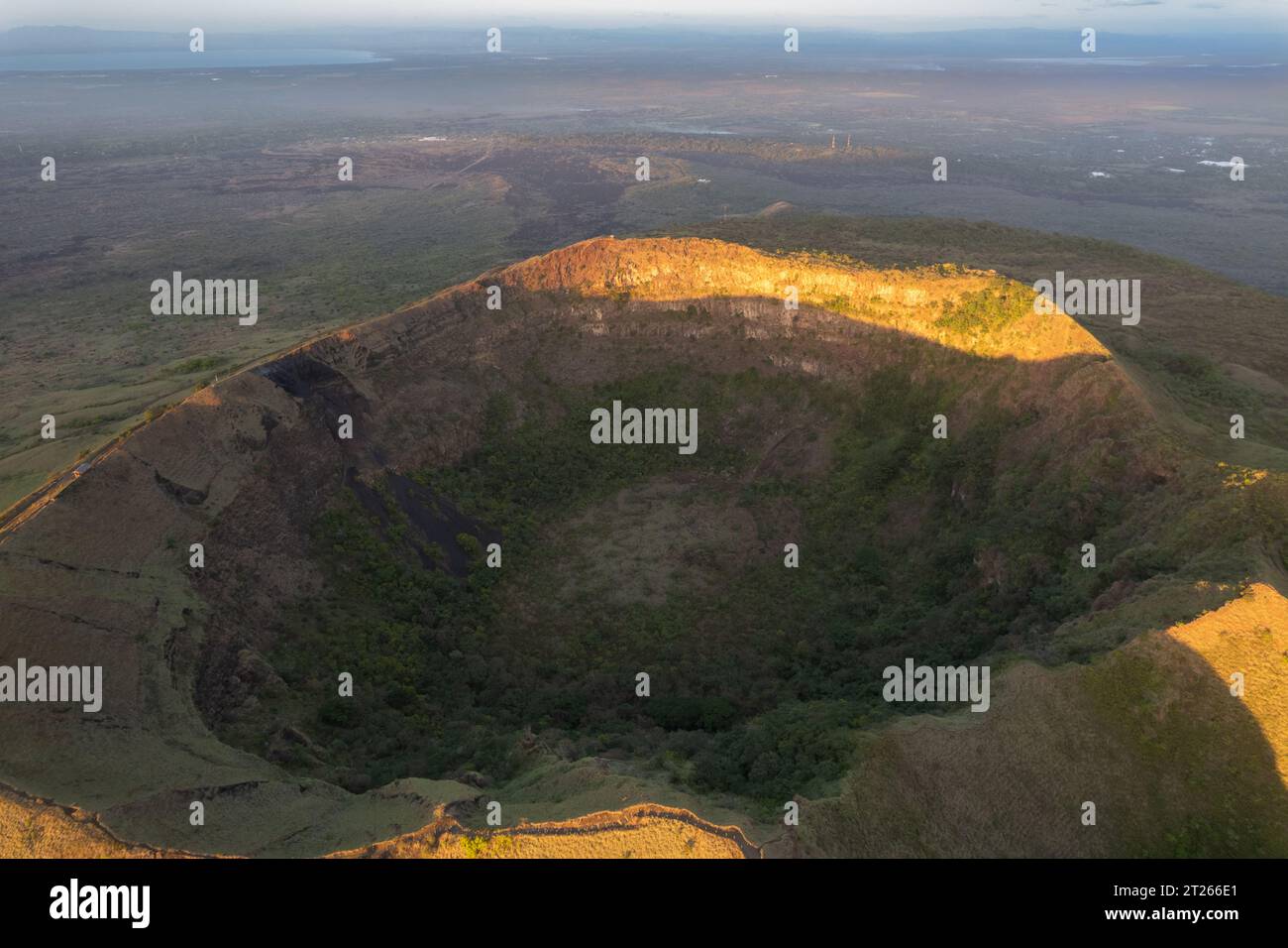 Huge old green empty volcano crater in Nicaragua Masaya landscape Stock ...