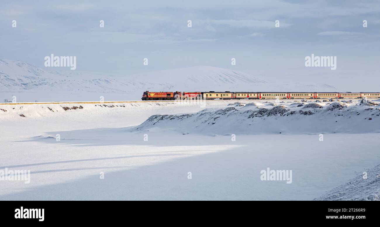 Bitlis Province, Tatvan district, Kirkor Mountain and train crossing ...