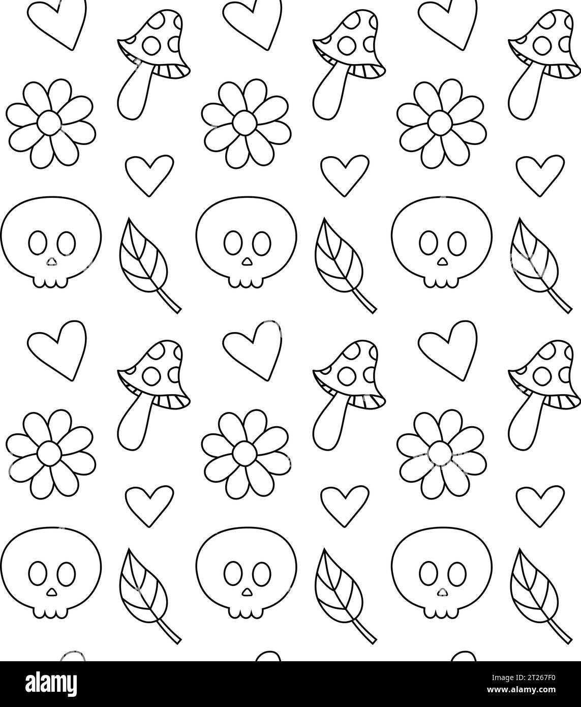 Vector seamless pattern of Halloween groovy outline elements isolated ...