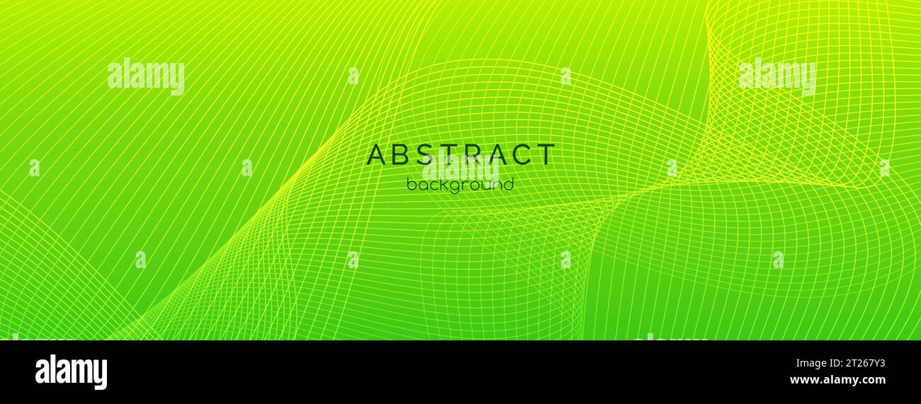 Green gradient abstract long background. Vector wavy lines minimal ...