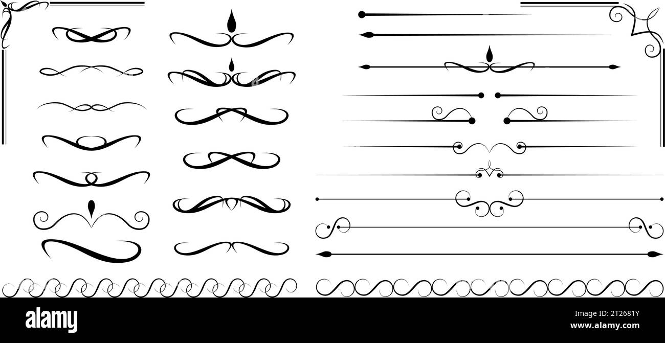 Vintage decorative borders, dividers, separators. Flourish ornate ...