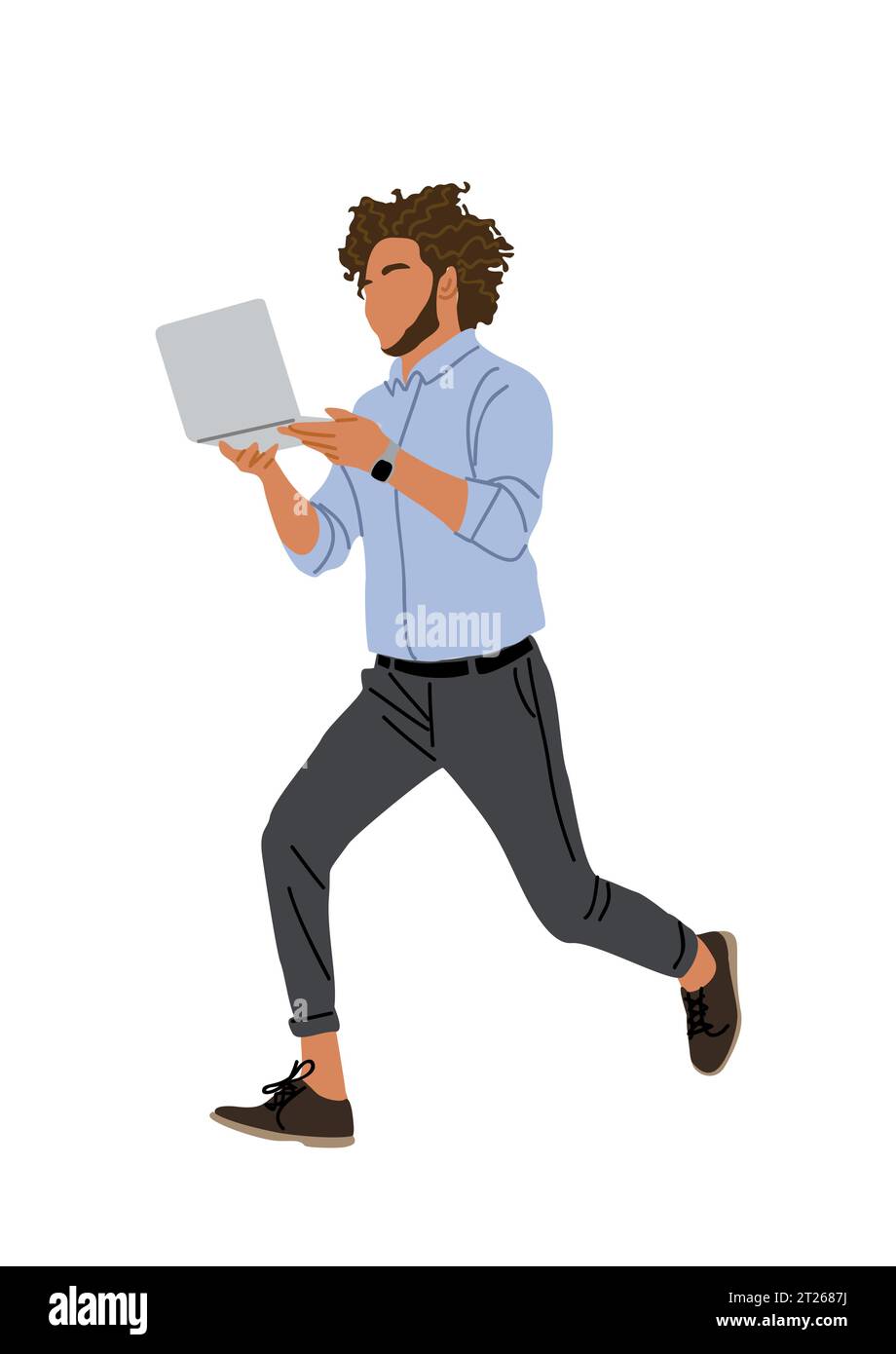 Young man working at laptop walking vector Stock Vector Image & Art - Alamy