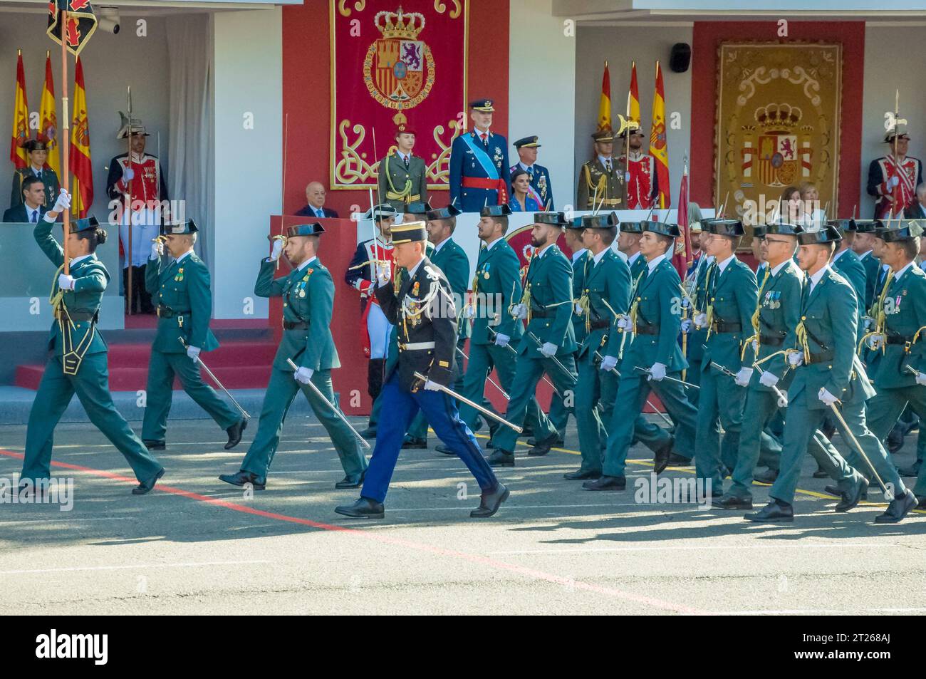 Marching Guardia Civil including a French police officer, some 4,100 military personnel ...