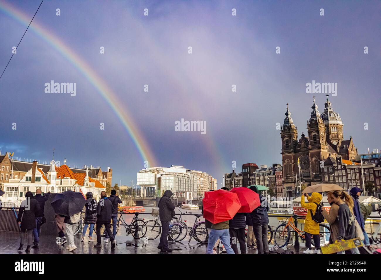 Rainbow over the Dutch captial city of Amsterdam. Sunday 15 Octoberr ...