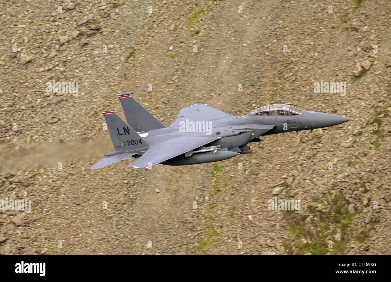 USAF F-15E Strike Eagle from RAF Lakenheath 48th Fighter Wing, at 500ft ...