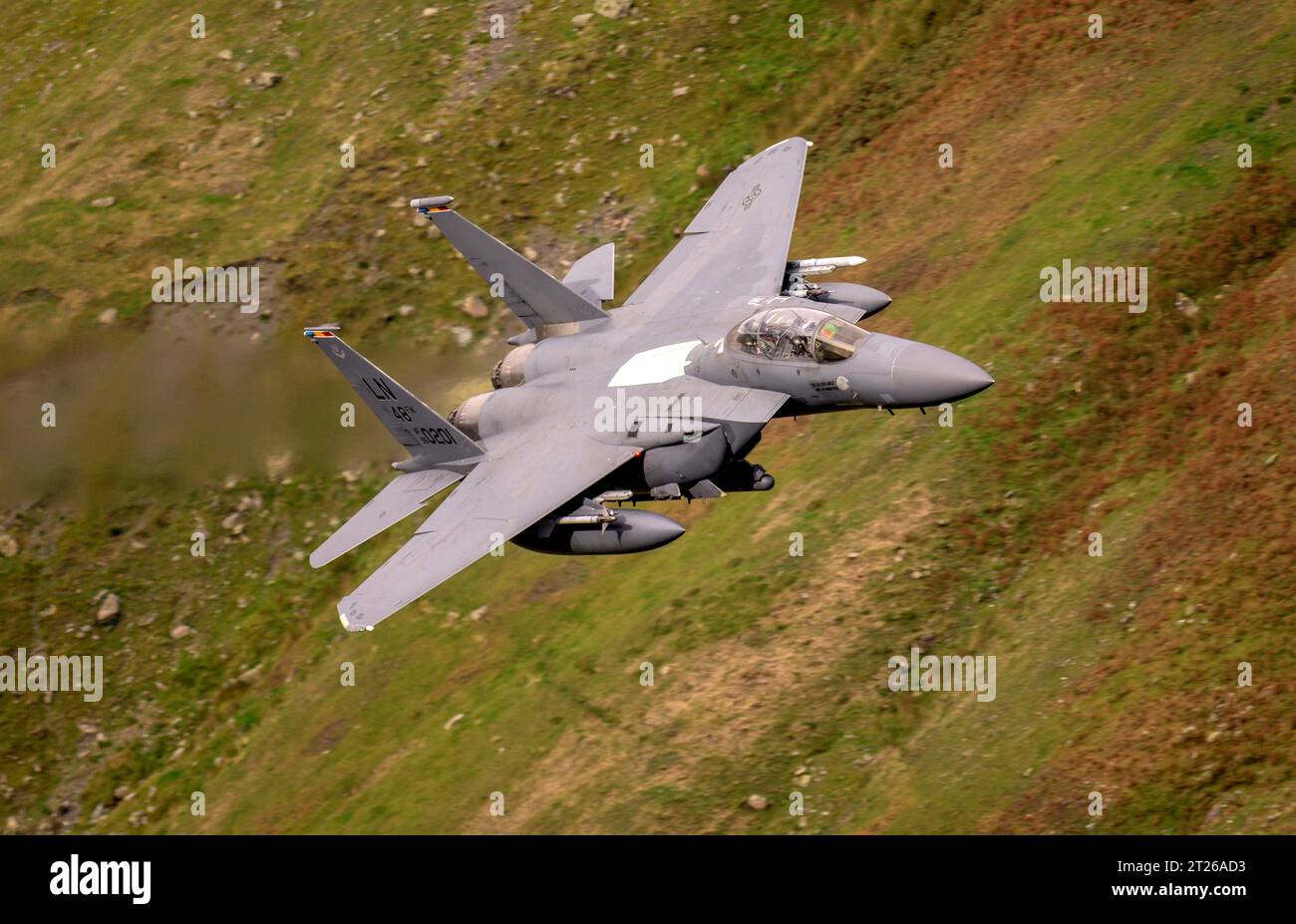 USAF F-15E Strike Eagle from RAF Lakenheath 48th Fighter Wing, at 500ft ...
