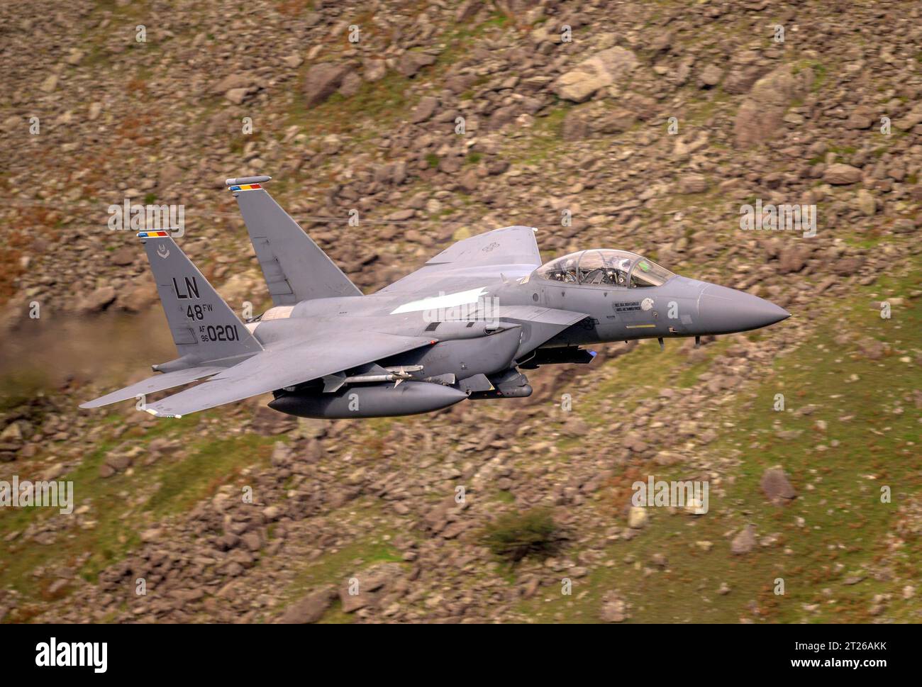USAF F-15E Strike Eagle from RAF Lakenheath 48th Fighter Wing, at 500ft ...