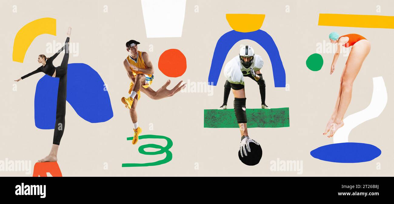 Contemporary art collage. Set made of creative designed posters with ...