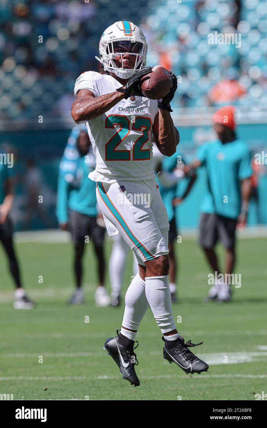 Miami. FL USA; Miami Dolphins safety Elijah Campbell (22) catches a ...