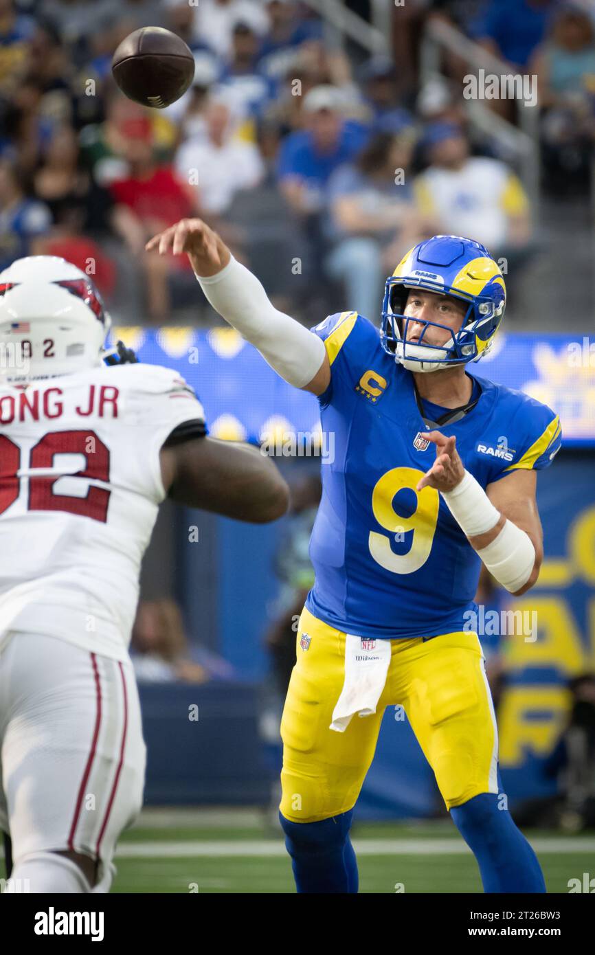 during an NFL football game, Sunday, Oct. 15, 2023, in Inglewood, Calif ...