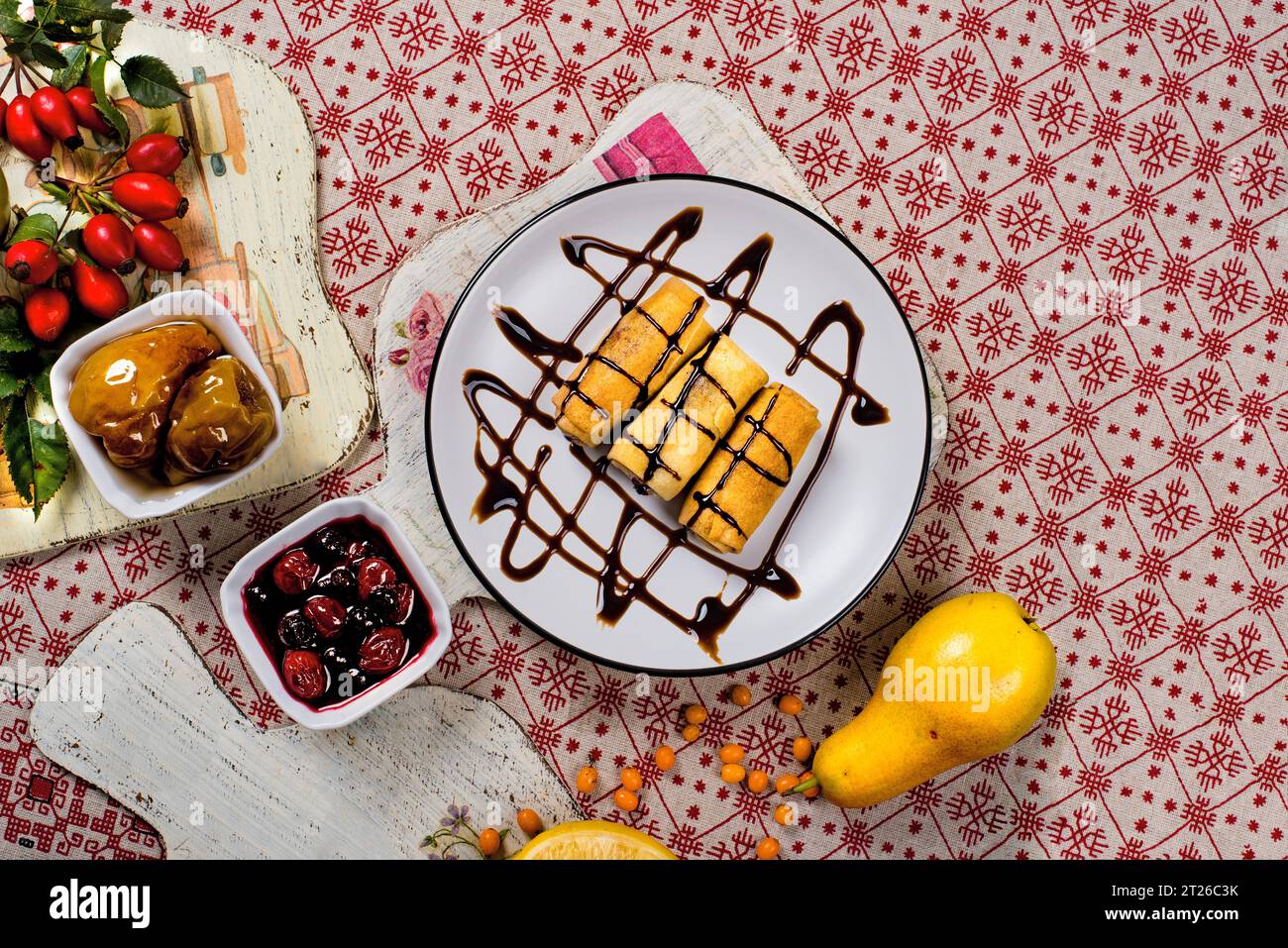 Crepe stuffed with fruit hi-res stock photography and images - Alamy