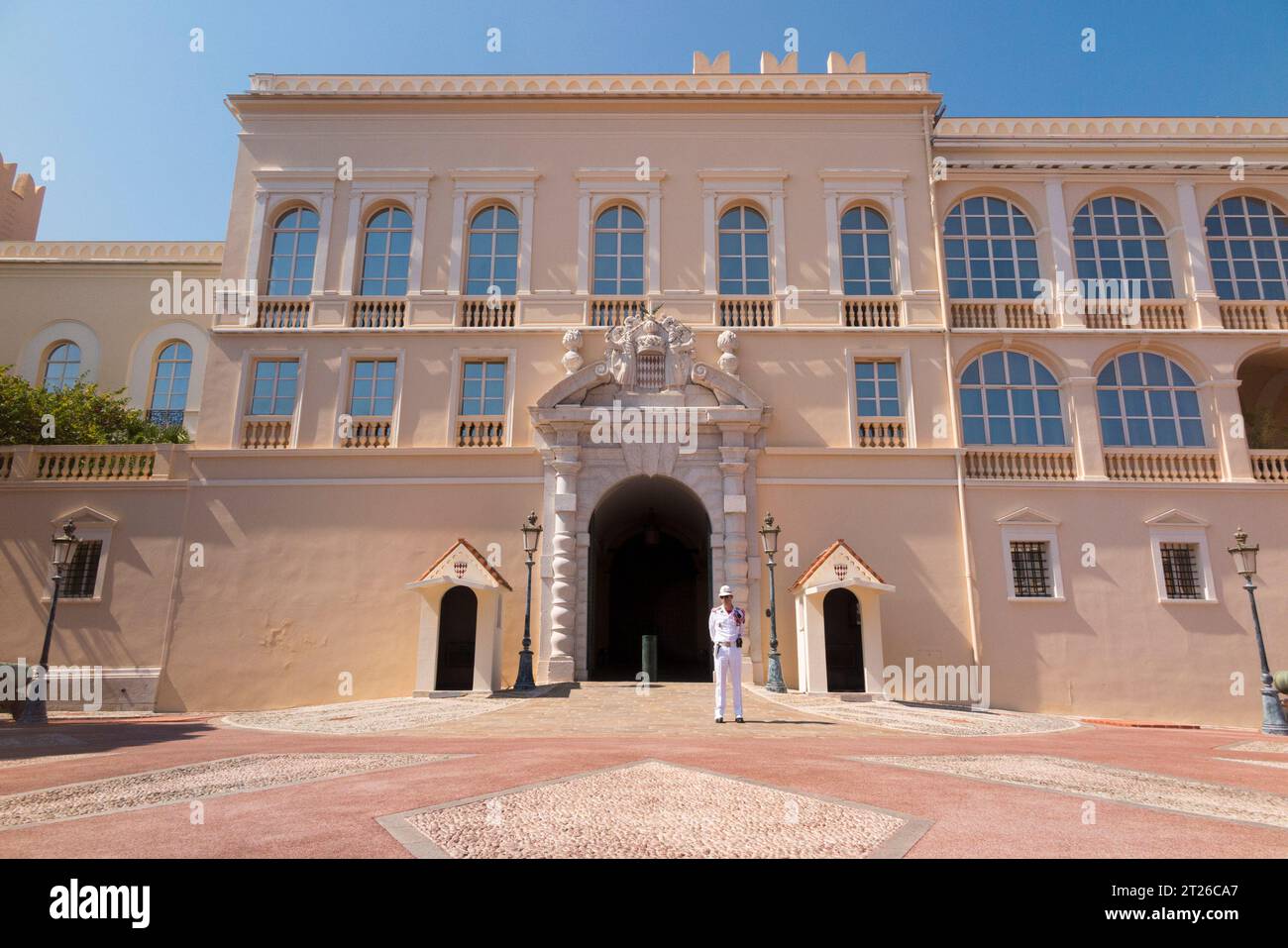 Front facade Prince's Palace, seen from Place du Palais. Monaco ...