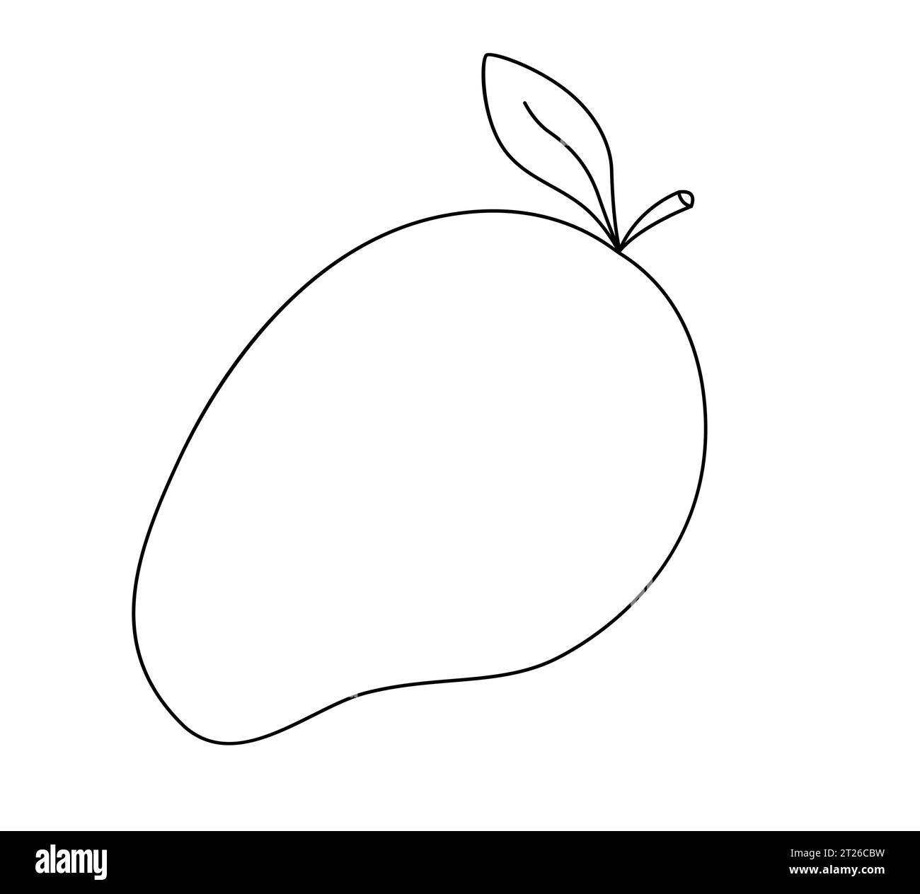Mango with leaf line icon, fruit and tropical vector graphic, a linear ...