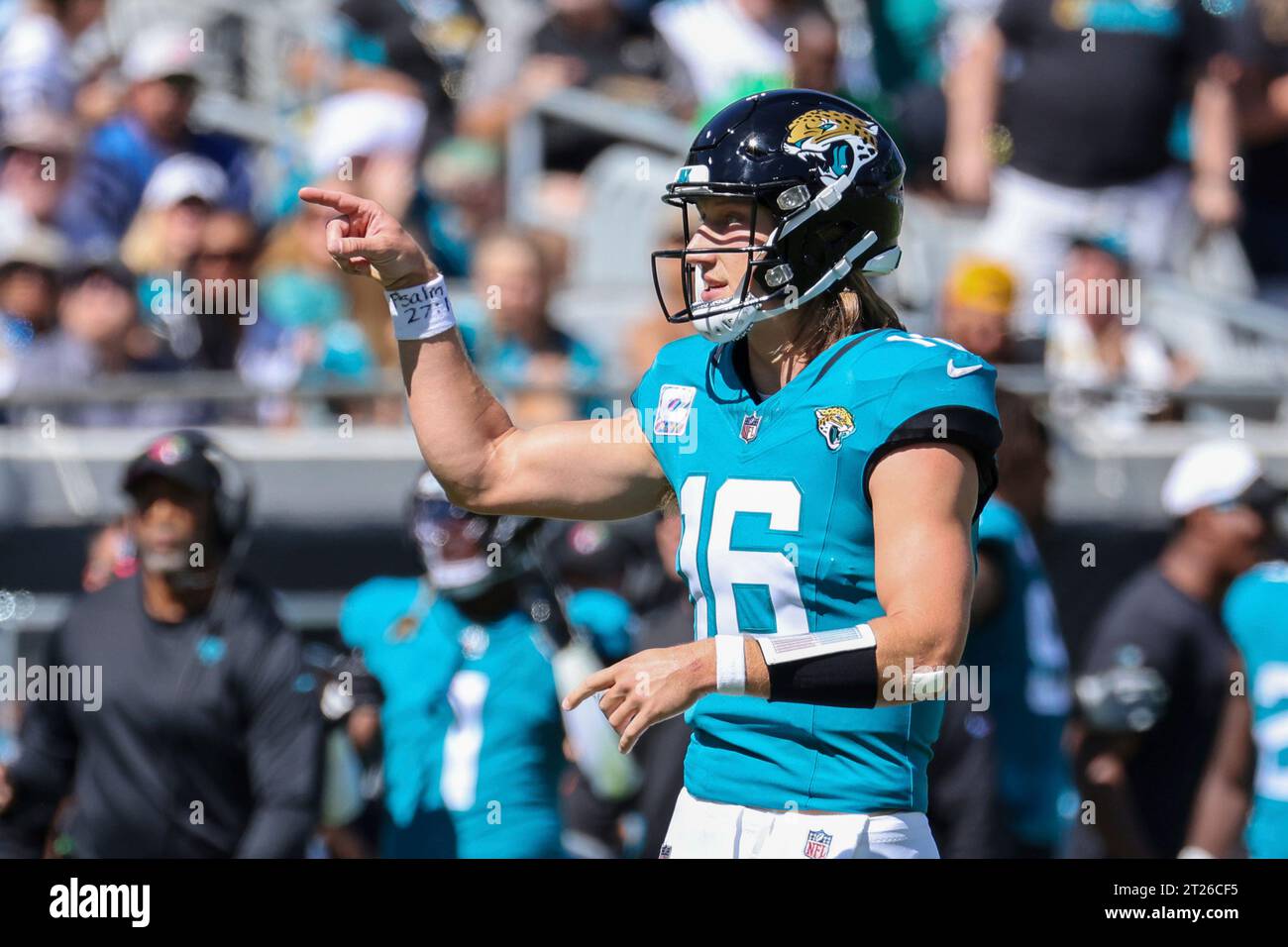 Jacksonville Jaguars quarterback Trevor Lawrence (16) during a NFL ...