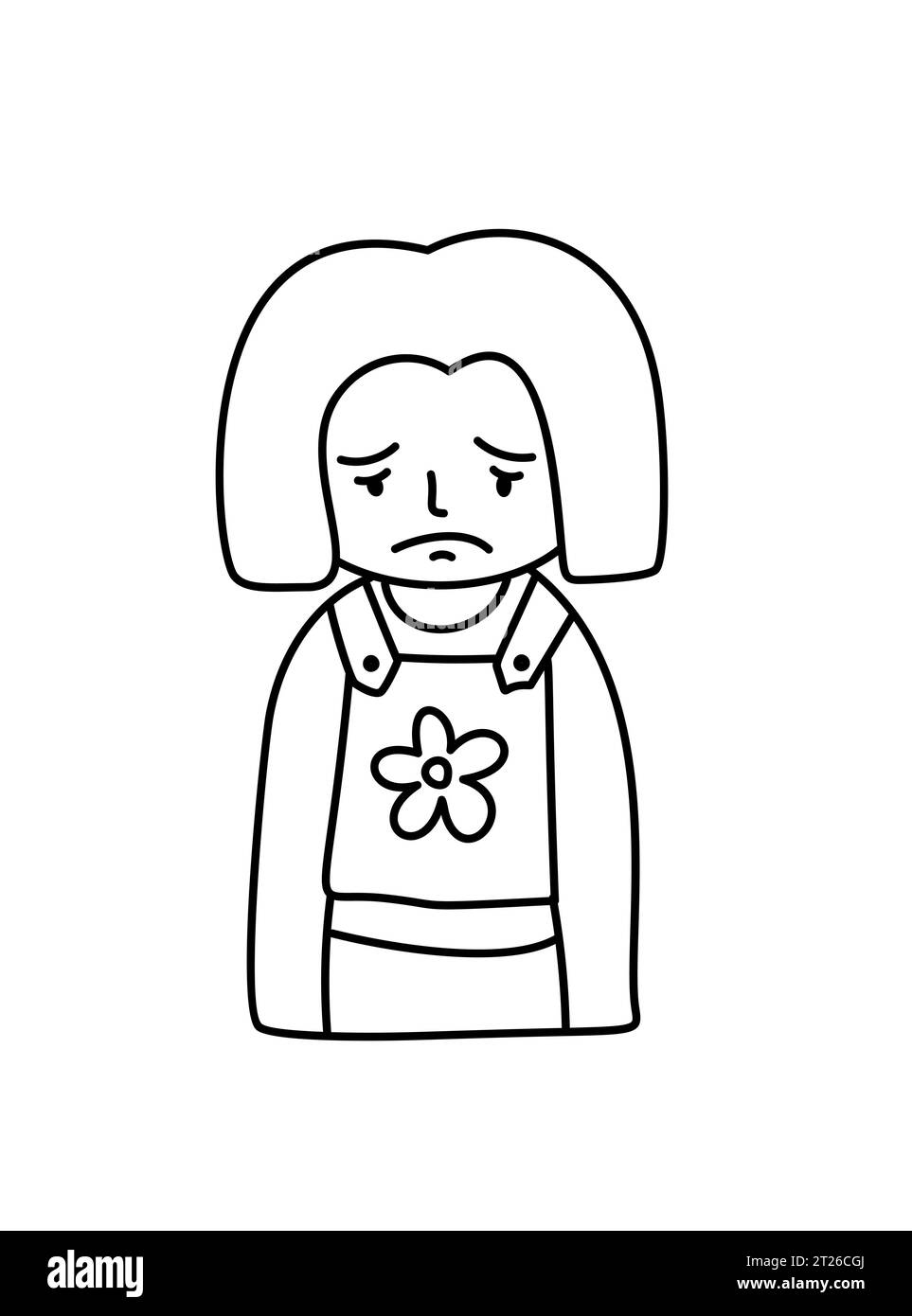 Sad Little Girl Outline