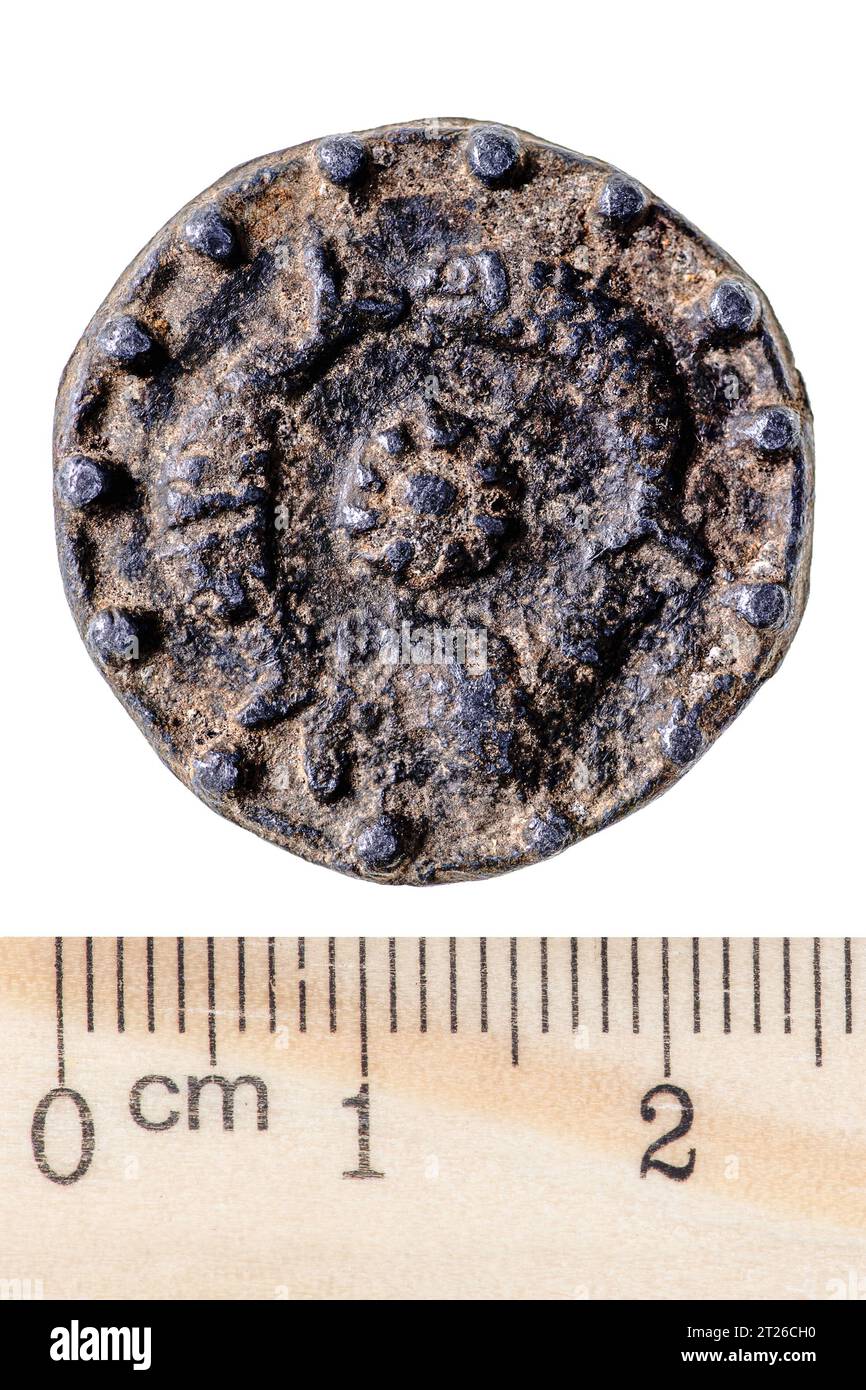 Burmese copper coin. Funan, 300-400 years. Isolated on white Stock ...