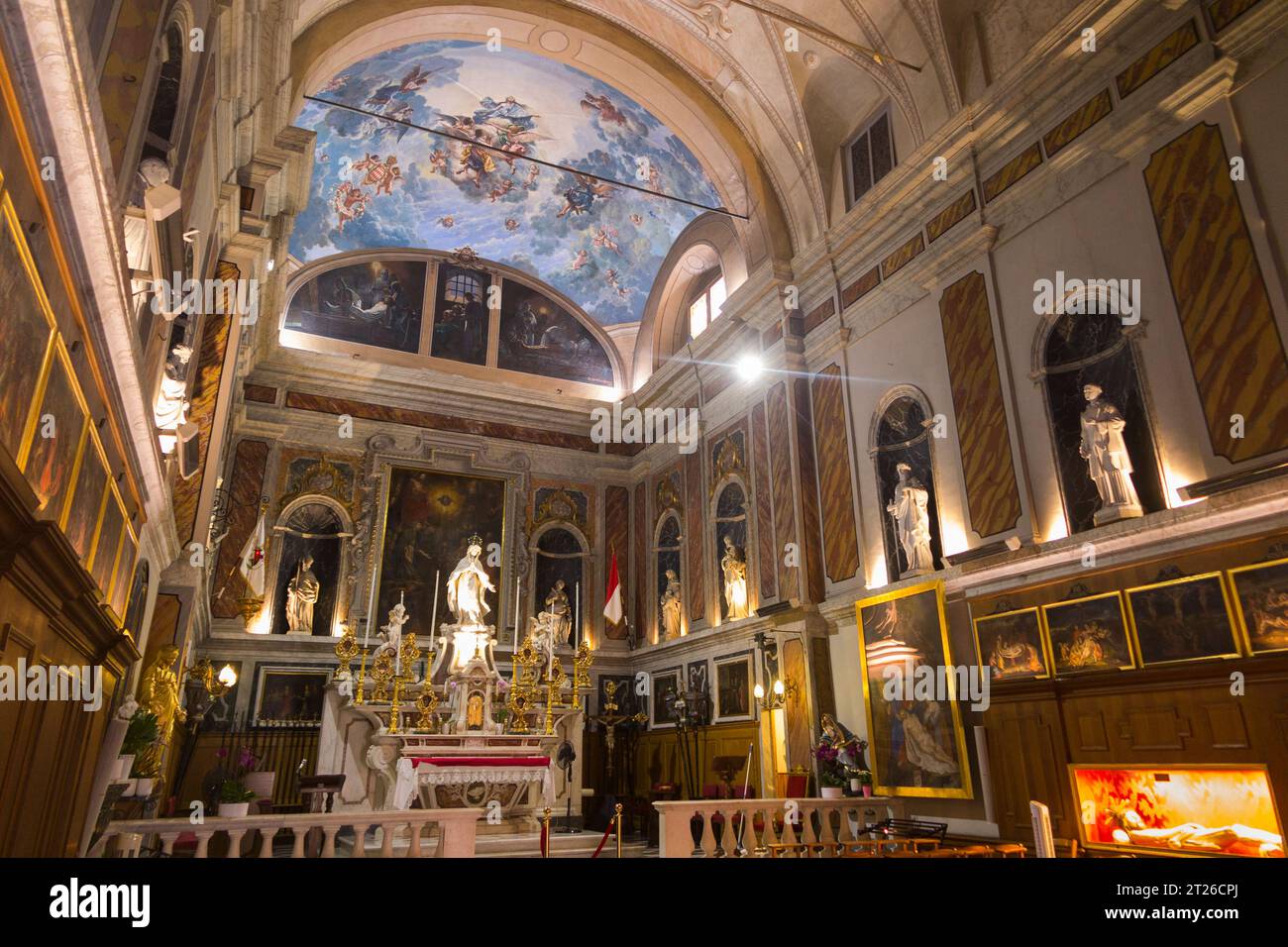 Interior inside nave & altar of The Chapel of Mercy (Misericordiae), a ...