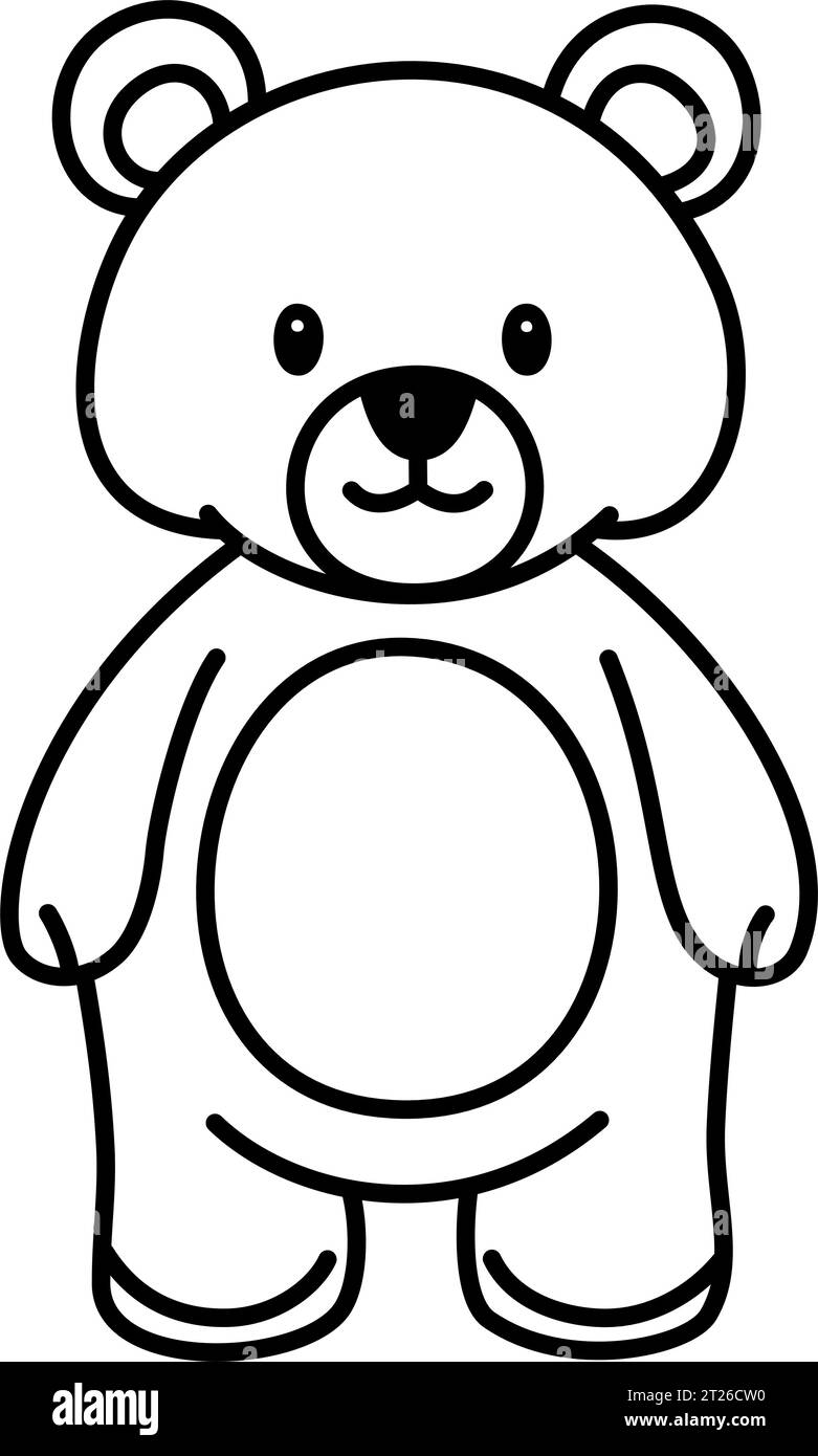 Bear - Cartoon Vector of Wild Animal Standing and Looking Forward in ...