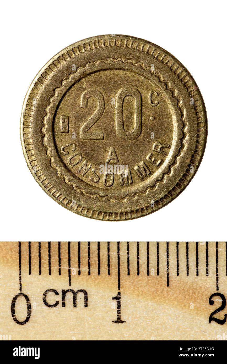 Token: France Jeton 'A Consommer'. Obverse. Isolated on white Stock ...