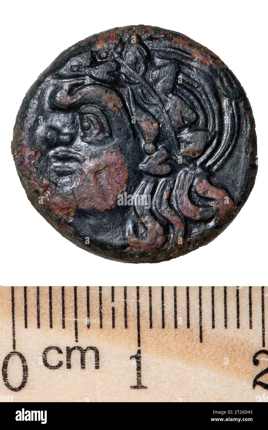 Ancient copper coin of the Bosporus Kingdom of Panticapaeum. Obverse ...
