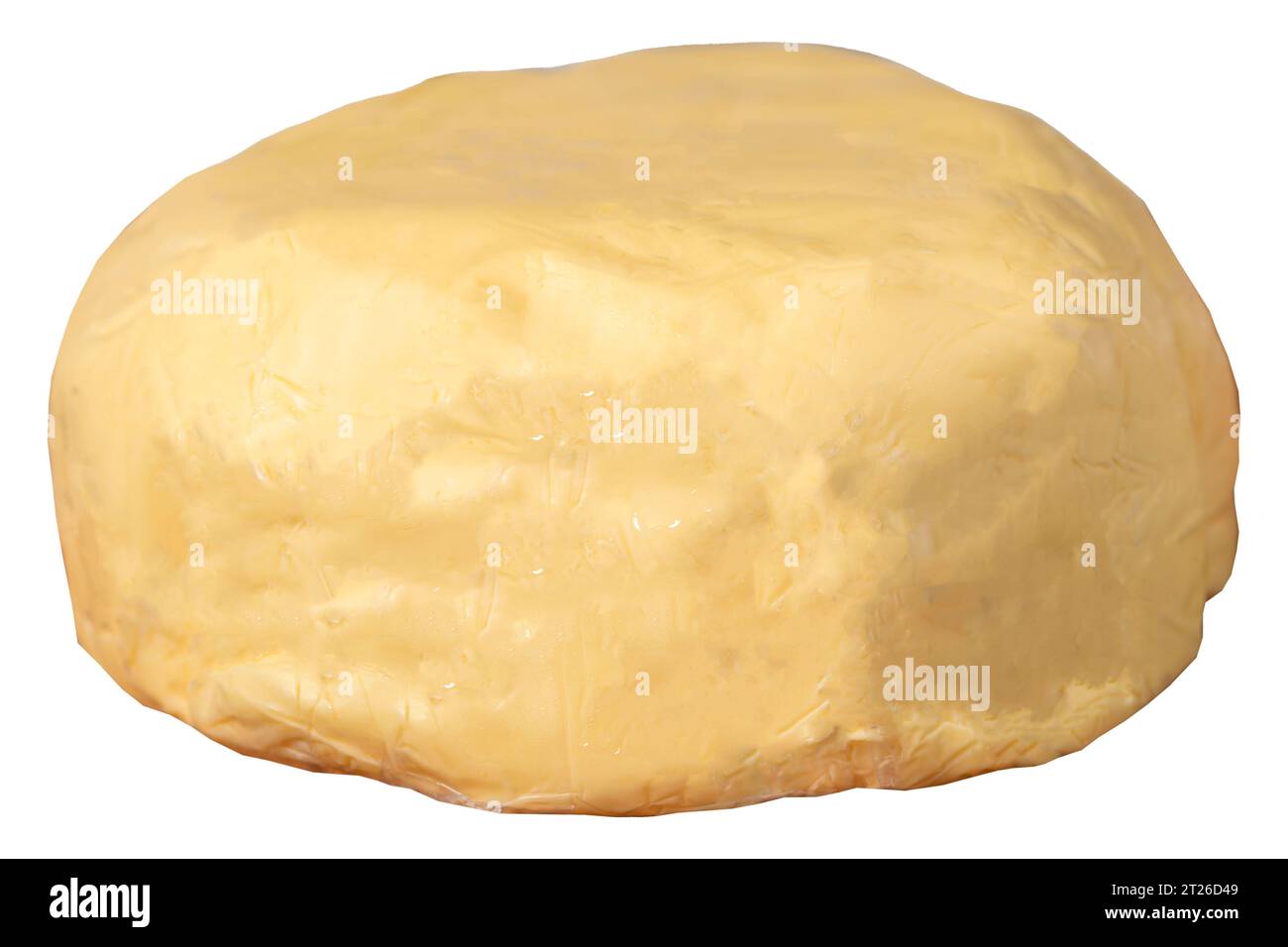 Butter in a copper plate. Organic fresh cow butter isolated on white ...