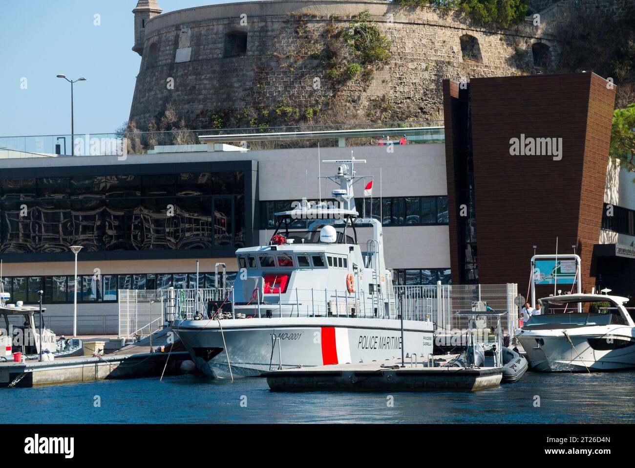Police Maritime vessel patrol boat at Monaco's Port Hercule harbour ...