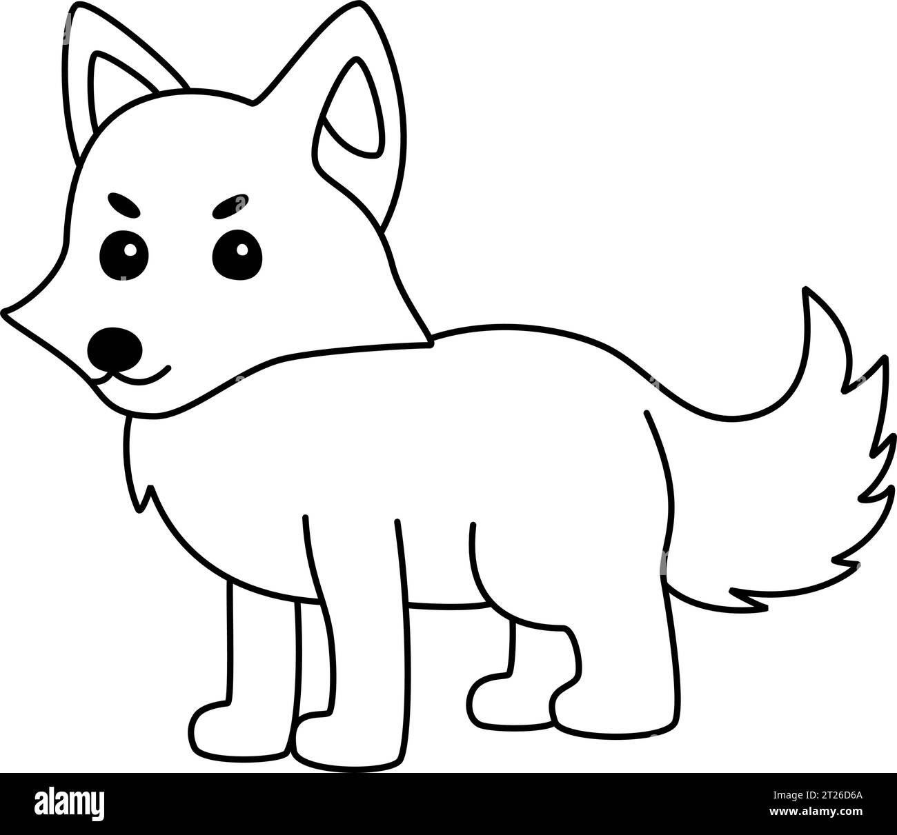 Wolf - Flat Cute Cartoon Woodland Animal Isolated on White Background ...