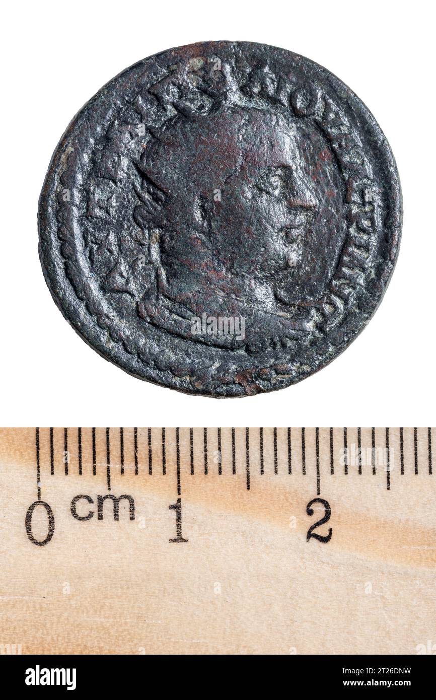 Bronze ancient Roman antique coin depicting the emperor. Obverse ...