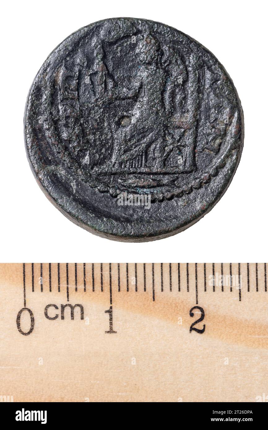 Bronze ancient Roman antique coin depicting the emperor. Reverse ...