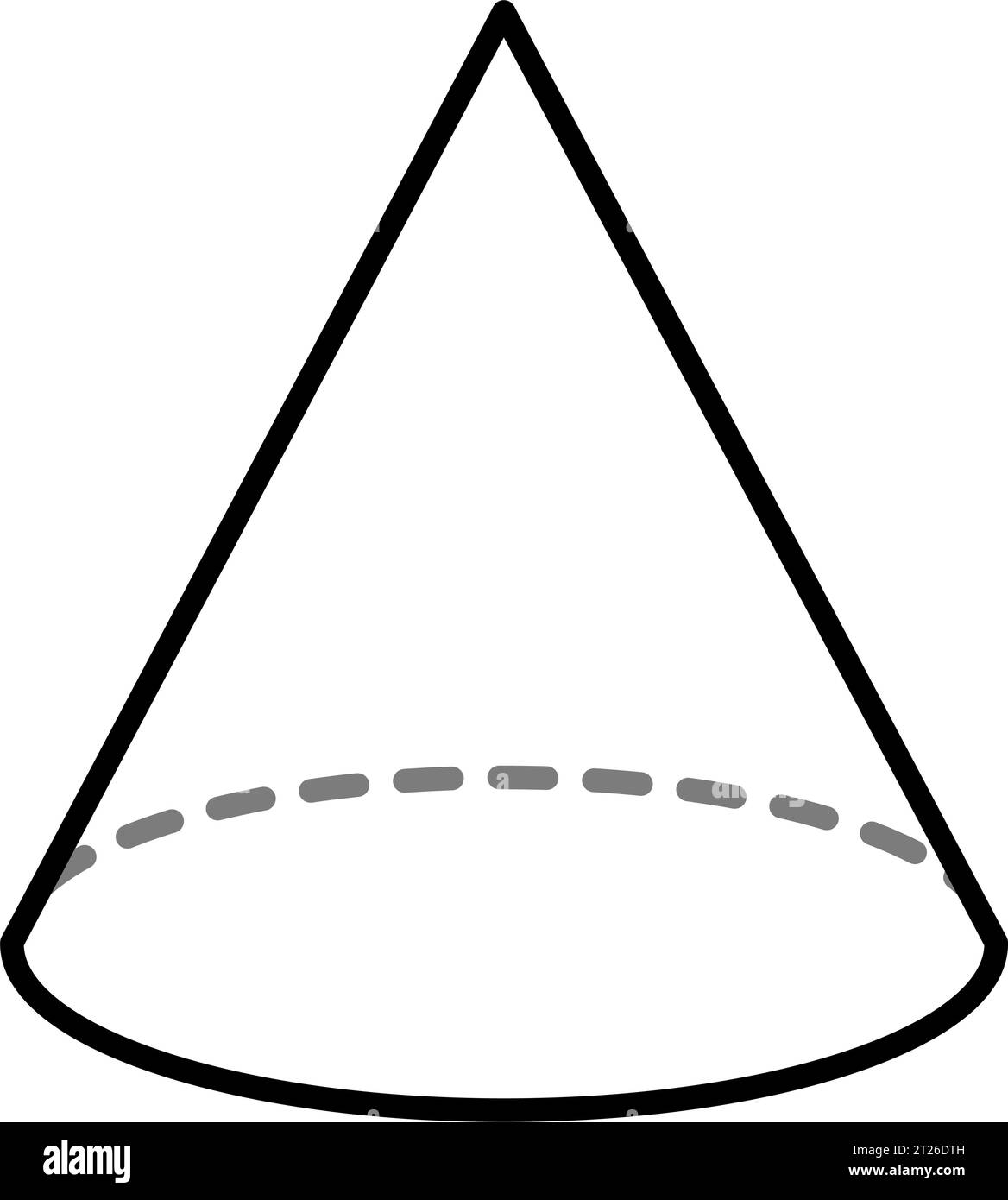 Cone - Isolated Modern Black Thick Crisp Lined and Dark Grey Dash Lined ...