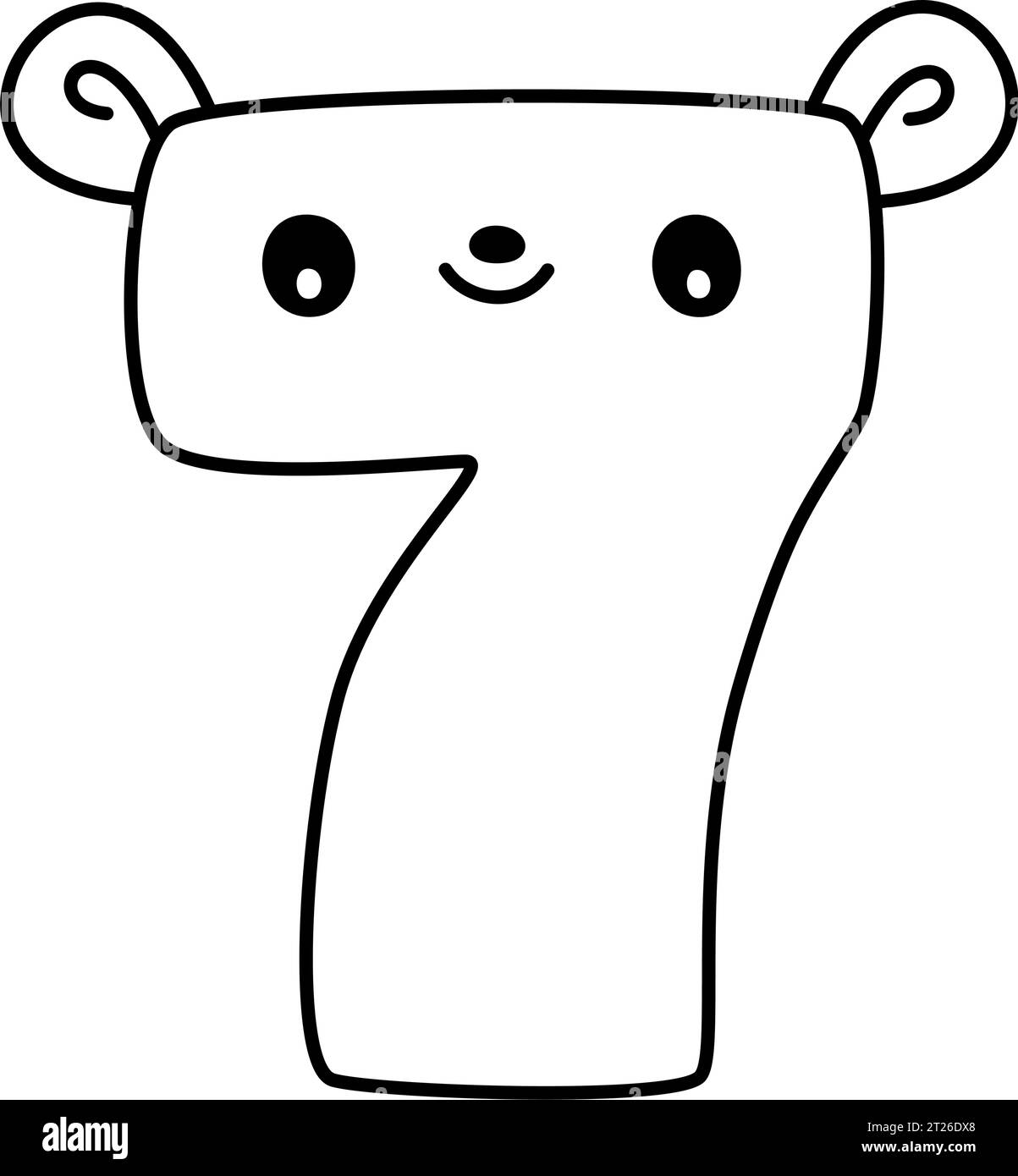 Seven - Stylish Modern Figure Number 7 Icon for Kawaii Calendar Date ...