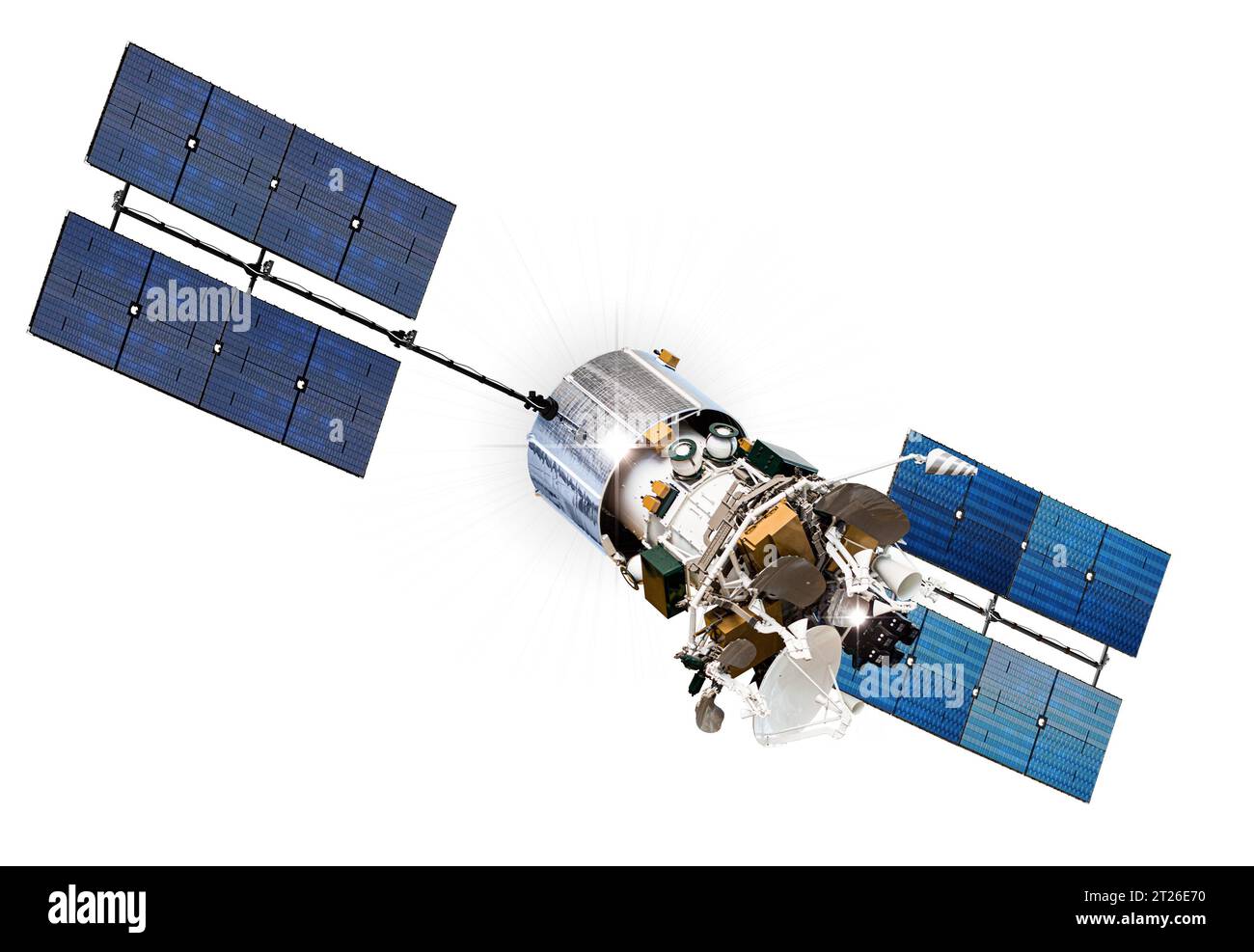 Modern telecommunication space satellite isolated Stock Photo - Alamy