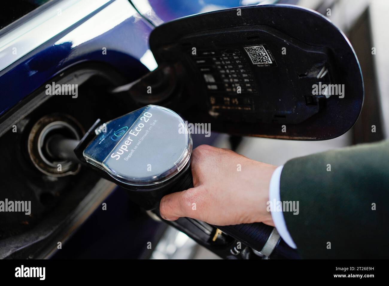 Mannheim, Germany. 17th Oct, 2023. A nozzle labeled "Super Eco 20" is ...