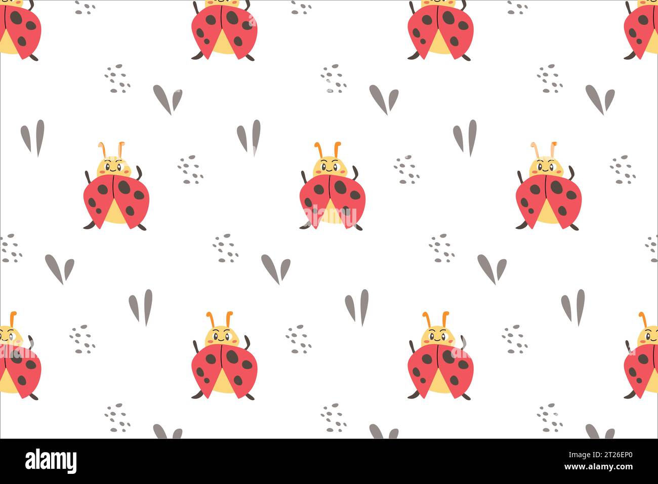 cute baby animal background - pattern with bugs Stock Vector Image ...