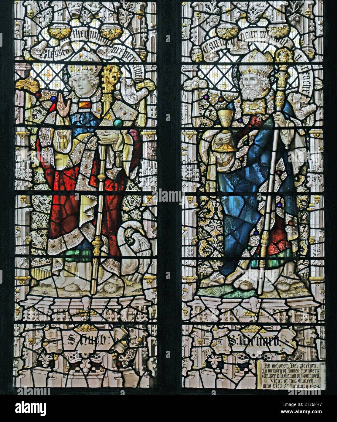 Stained glass window by Percy Bacon depicting St Hugh and St Richard ...