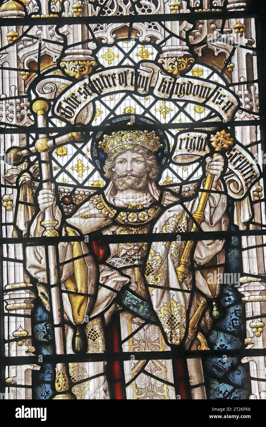 Stained glass window by Percy Bacon depicting King Oswald of ...