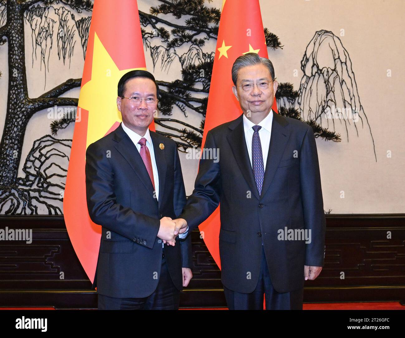 Beijing, China. 17th Oct, 2023. Zhao Leji, chairman of the National ...