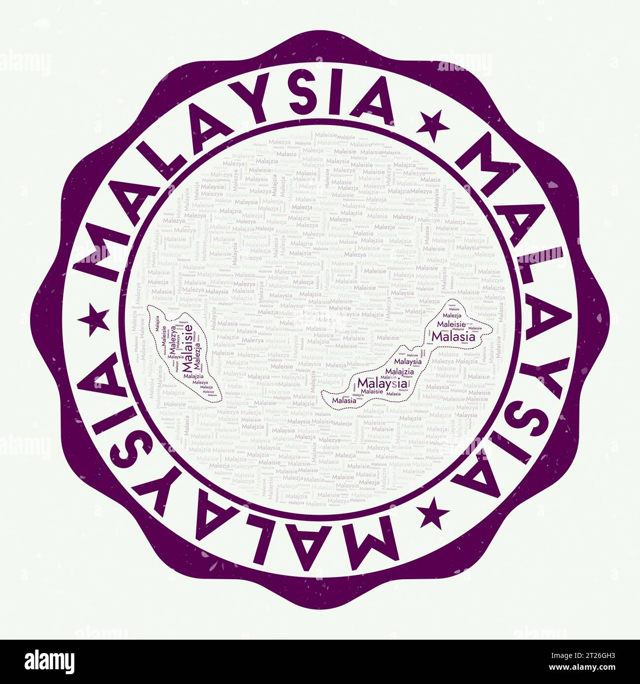 Malaysia logo. Artistic country badge with word cloud in the shape of ...