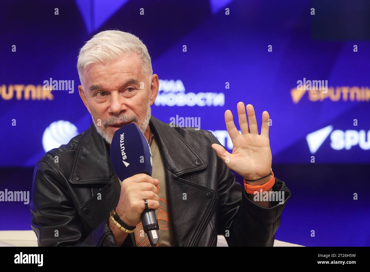 17.10.2023. Russia. Moscow. Singer Oleg Gazmanov during a creative ...