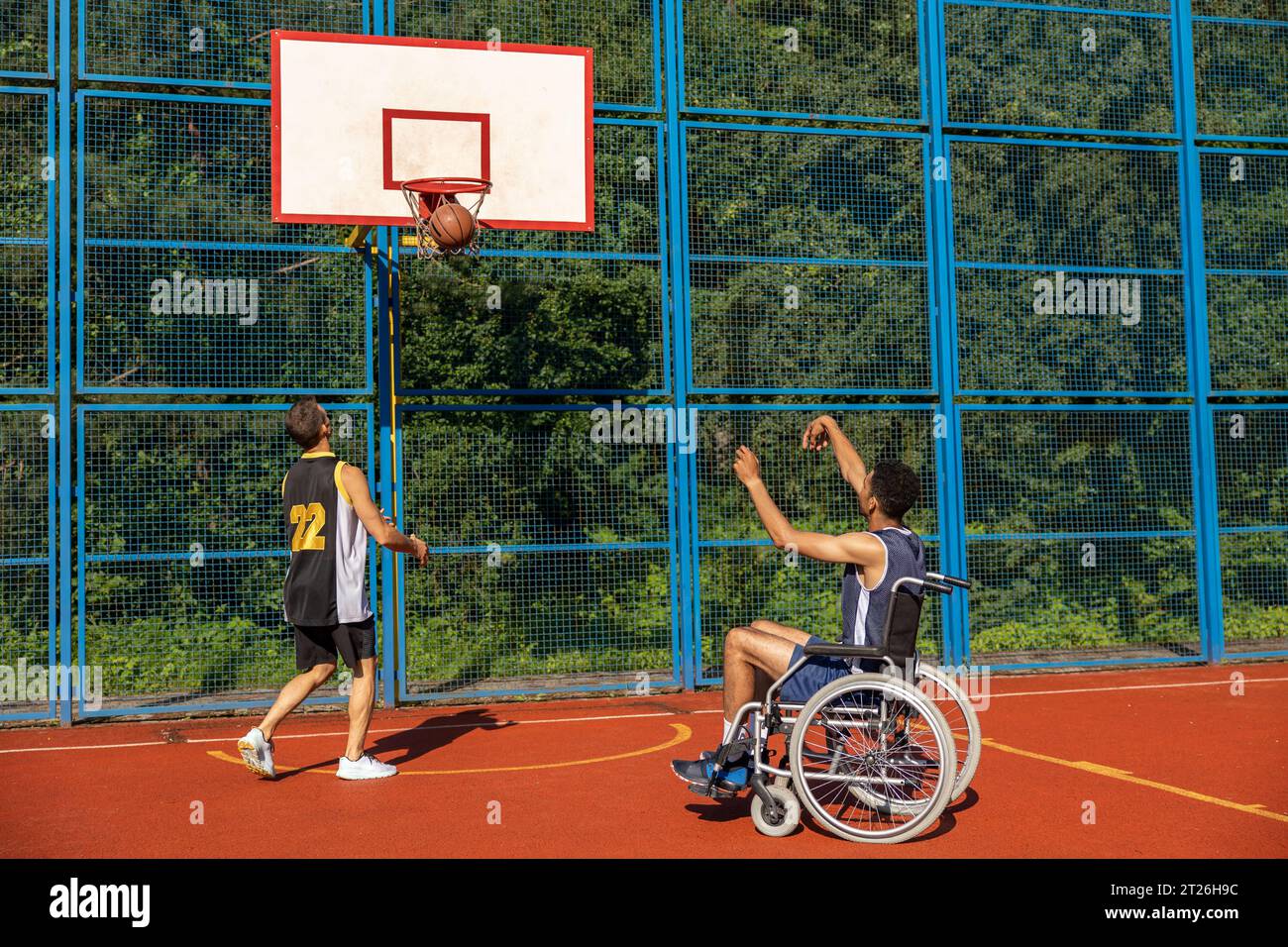 Sports playing active disabled basketball court wheelchair hi-res stock ...