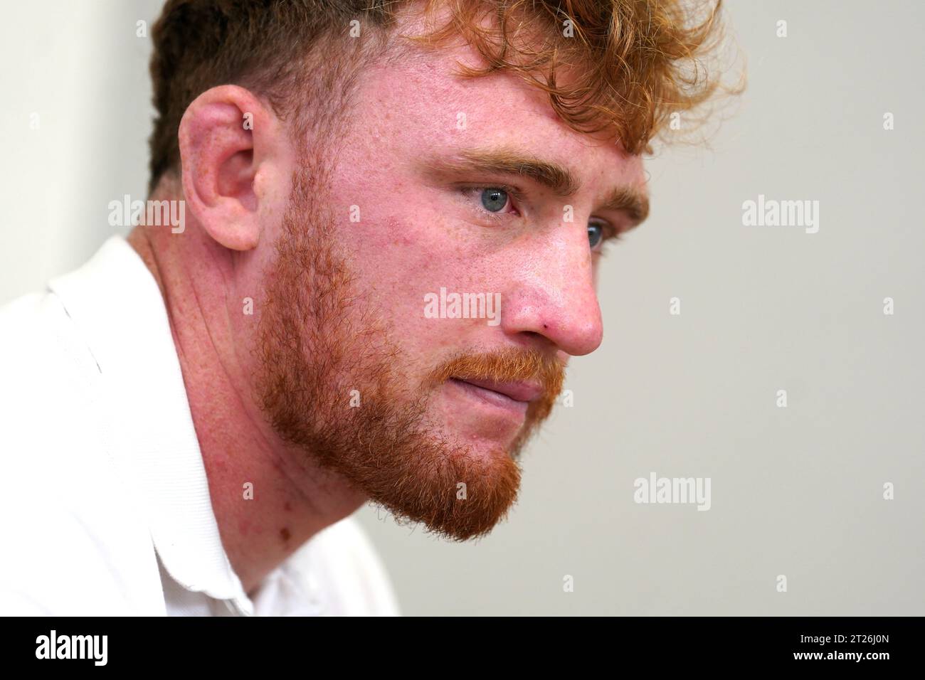 England's Ollie Chessum during a press conference at the INSEP in Paris ...