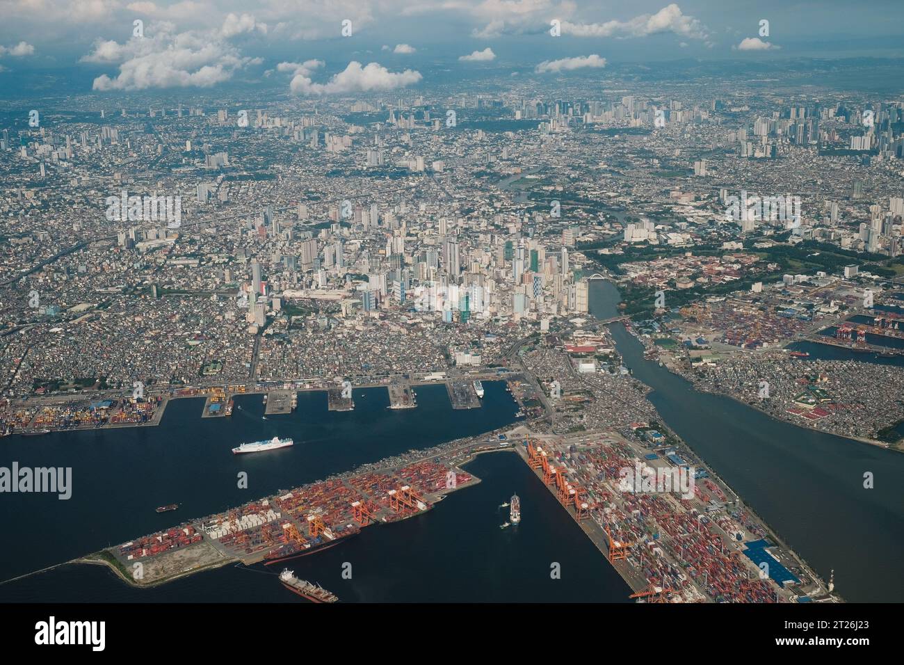 Aerial view of City of Manila. Capital of Philippines from airplane ...