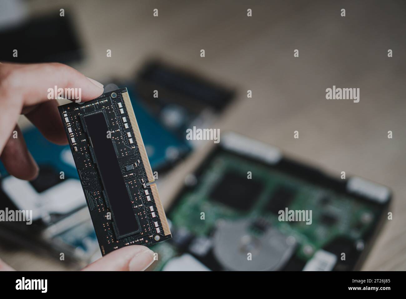 cyber data attack concept : broken laptop ,crash motherboard ,memory ...