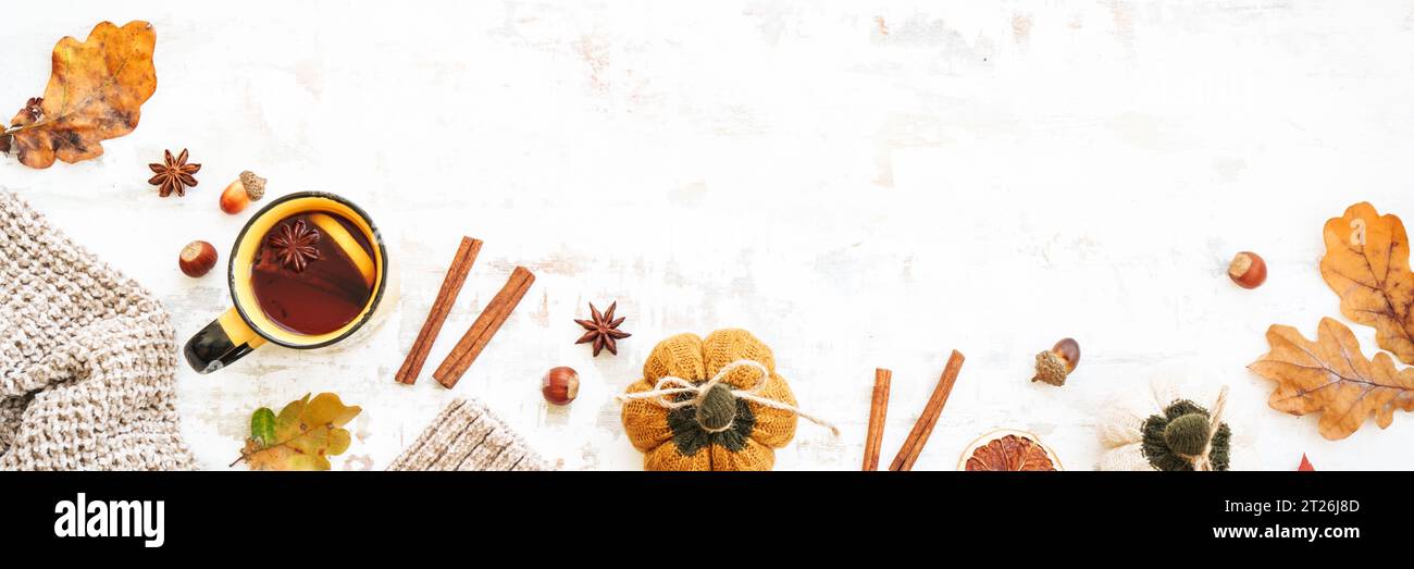 Fall background. Cozy autumn on white Stock Photo - Alamy