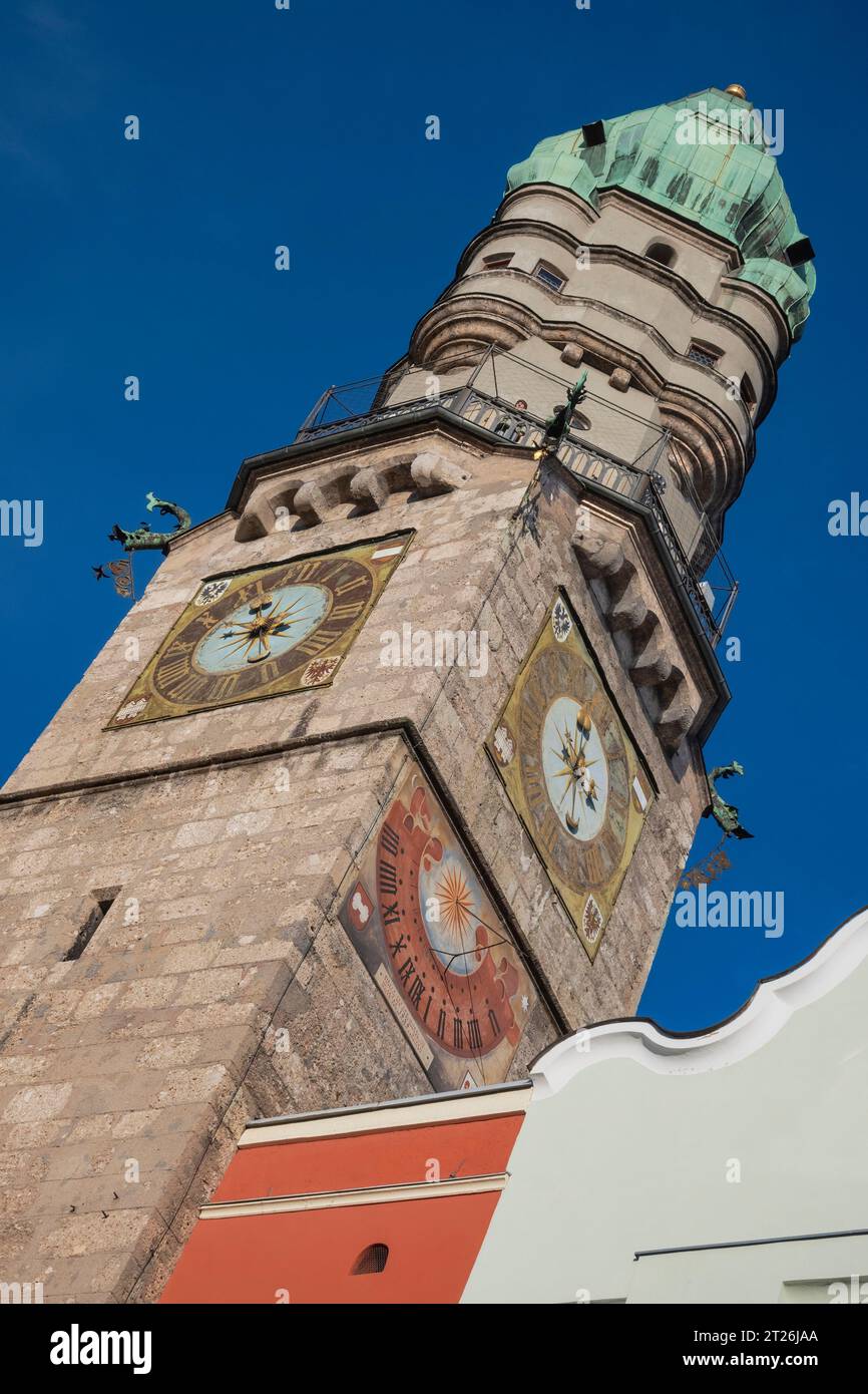 Austria, Tyrol, Innsbruck, Altstadt, Stadtturm or City Tower built ...